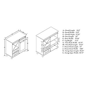 glitzhome Rustic Wine Cabinet with Storage 2-Sections Wood Bar Cabinet with Wine Storage Home Bar Liquor Alcohol Cabinet with Drawers Wine Display Sideboard for Kitchen Dining Room, 31.5”L