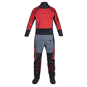Mens Kayak Surf Drysuit Comfort Canoe Durability Waterproof SuitProtects Against Ingress of Water Mud Perfect Dry Suit for Fit ATV & UTV Riders (Red, L)