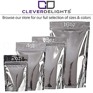 CleverDelights 8oz Silver Stand Up Pouches - 100 Pack - 6" x 9" x 3" - Resealable Bag 6x9x3 Inch