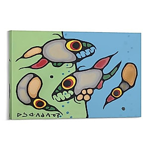 Little Loon Dances with Fish Spirit by Norval Morrisseau Prints Poster Canvas Art Poster And Wall Art Picture Print Modern Family Bedroom Decor Posters 08x12inch(20x30cm)