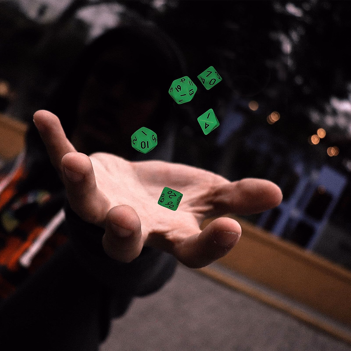 Uonlytech 7pcs Glow Mini Dice, 10mm Polyhedral Dice Glow in The Dark Luminous Dice Set for Playing Tabletop Roleplay Games (Pink)