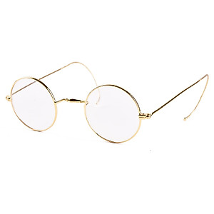 Agstum Retro Small Round Optical Rare Wire Rim Eyeglasses Frame (Gold, 43)