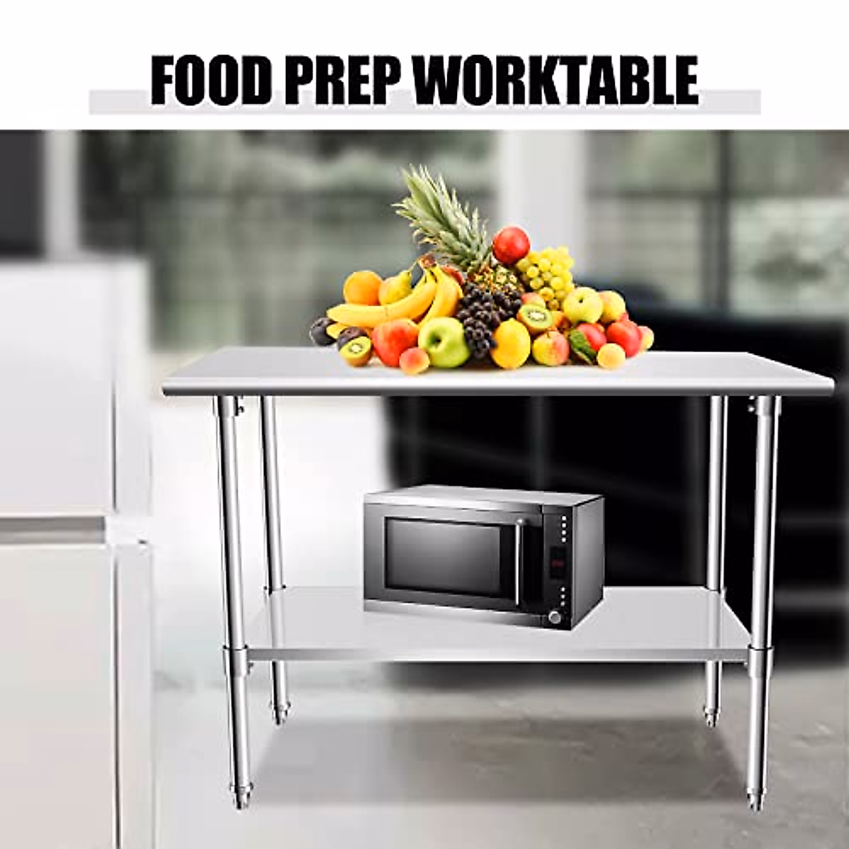 KODOM Food Prep Stainless Steel Table 36" x 18", Heavy Duty Workbench with Adjustable Under Shelf, Commercial Worktable for Kitchen, Restaurant, Home and Hotel