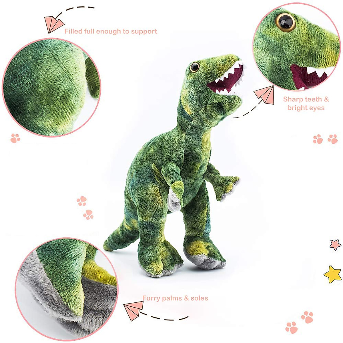 AIXINI Stuffed Dinosaur Plush Giant T-Rex Toy - 23.6" Lifelike Stuffed Tyrannosaurus Animal for Boys, Green