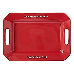 Let's Make Memories Personalized Stoneware Entertaining Platter - For Entertaining - Red Platter - Ceramic Tableware - Customized With Any Message