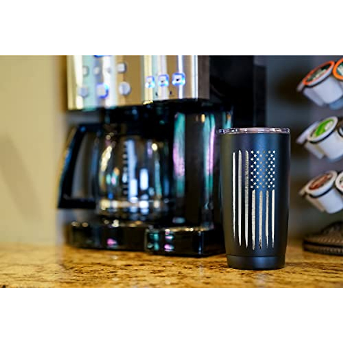 American Flag 20 oz Insulated Travel Mug | Stainless Steel USA Travel Coffee Mug | Tumbler for Hot & Cold Beverages | Gifts for Women & Men