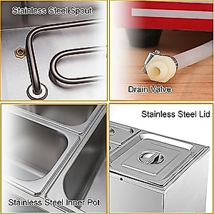 4-Commercial Electric Food Warmer Buffet Server Food Warming Tray, 1500W Stainless Steel Food Steamer Soup Station, for Restaurants, Catering, Cafeterias, Home Parties, Hotels