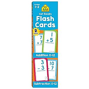 School Zone - Get Ready Flash Cards Addition & Subtraction 2 Pack - Ages 6 to 7, 1st Grade, 2nd Grade, Addition, Subtraction, Early Math, Problem-Solving, and More