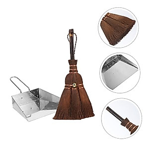 SECFOU 1 Set Pet Broom Dustpan Dust Pan Desktop Cleaner Multi-Function Mini Dustpan Small Broom and Dustpan Home Accessory Whisk Broom Tabletop Small Dustpan Pet Pooper Scooper Coir