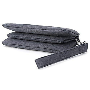 Crest Design Water Repellent Cell Phone Purse Wristlet Clutch Wallets For Women With Wrist Strap (Black)