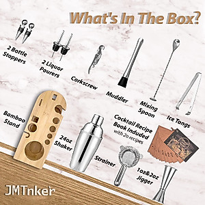 Cocktail Shaker Set with Stand Mixology Bartender Kit|Bar Tool for Drink Mixing, Cocktail Shaker Bar Accessories for Home Bar Set, Perfect for Apartment Essentials and House Warming Gifts New Home