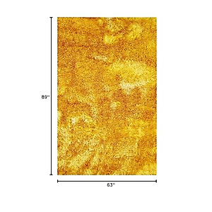 Brilliant Shag Yellow Rug - Indoor Home Living Room Carpet, Size: 7'6" x 10'3", Soft, Plush Rug
