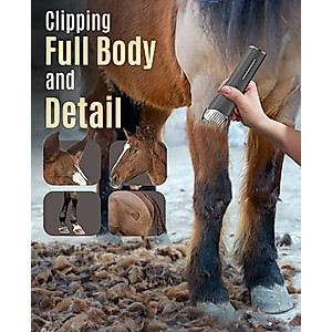 oneisall Horse Clippers,Low Noise Horse Trimmer Shaver Kit for Matted Long Hair,2 Speed Cordless Grooming Clippers for Horse
