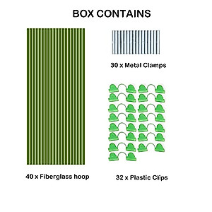 Garden Hoops for Raised Beds Hoop House Greenhouse Frame Garden Tunnel Greenhouse Hoops Row Cover Hoops by Lonurya (40packs (Garden Bed 2.8ft-4.2ft W))