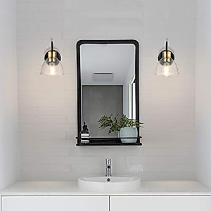 Globe Electric 51714 1-Light Wall Sconce, Dark Bronze, Antique Brass Socket, Clear Glass Shade, Wall Lighting, Wall Lamp Dimmable, Wall Lights for Bedroom, Kitchen Sconces Wall Lighting, Home Décor