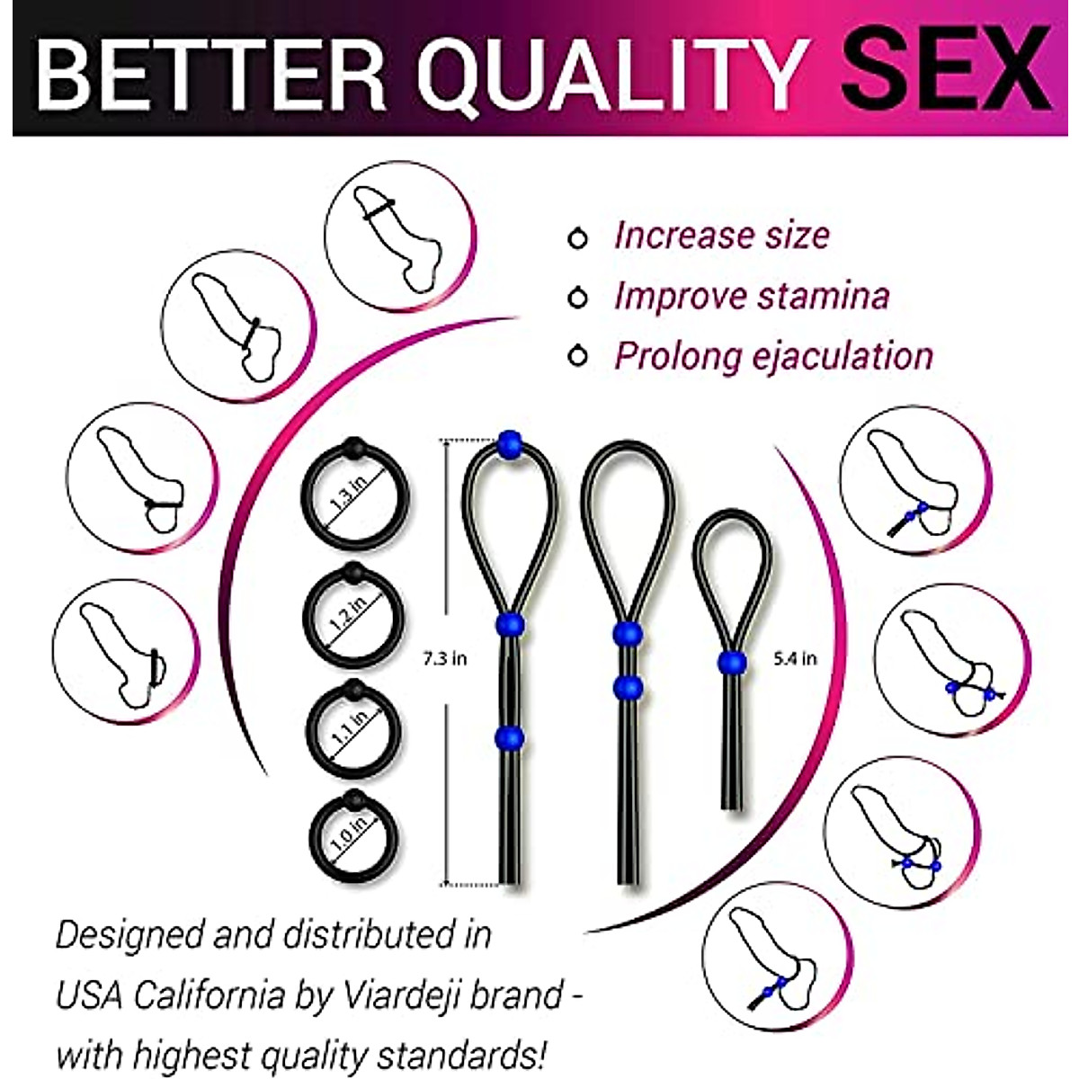 Silicone Couples Penis Rings for Men Cock Ring Adult Cock Rings for Couple Silicone Penis Rings Sensory Penis Sex Toys for Couples Sunglasses XLC4-2