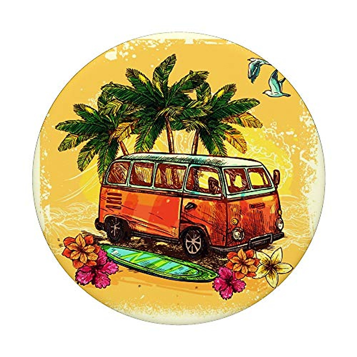 Hawaiian Vibes - Mini Van - Surf Board - Palm Trees - Hippie PopSockets PopGrip: Swappable Grip for Phones & Tablets