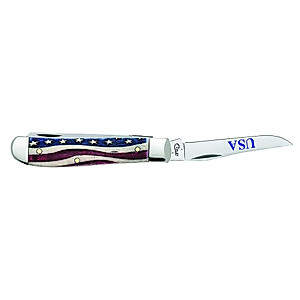 Case WR XX Pocket Knife Patriotic Smooth Natural Bone Mini Trapper Item #64135 - (6207 SS) - Length Closed: 3 1/2 Inches