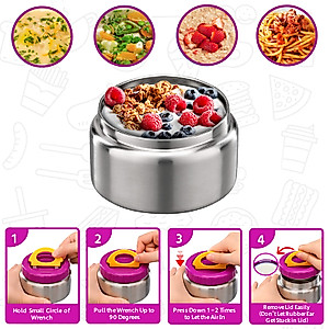 MAISON HUIS 8oz Soup Thermo Wide Mouth Vacuum Insulated Thermo Food Jar, Leak Proof Stainless Steel Food Thermo for Hot&Cold Food Kids Food Lunch Soup Container for School Travel(Purple)