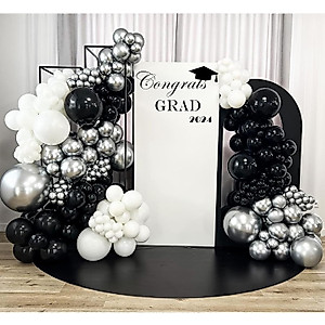 ADOINBY Black Balloon Arch Kit, 143Pcs Matte Black Latex Balloon Garland kit, 18 12 10 5 Inch Different Size Balloons for Birthday Graduation Anniversary New Year Holiday Party Decorations