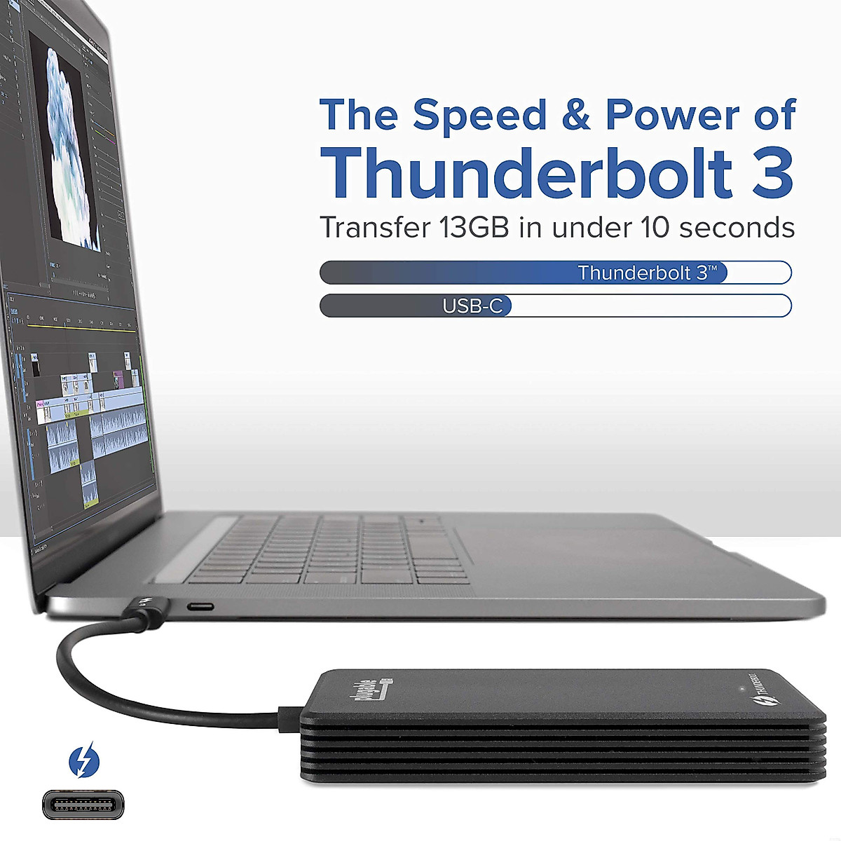 Plugable 2TB Thunderbolt 3 External SSD NVMe Drive (Up to 2400MBs/1800MBs R/W)