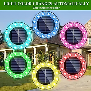 NFESOLAR Solar Ground Lights Outdoor Waterproof Color Changing Christmas Lights for Pathway Walkway Patio Yard Lawn (4 Packs)