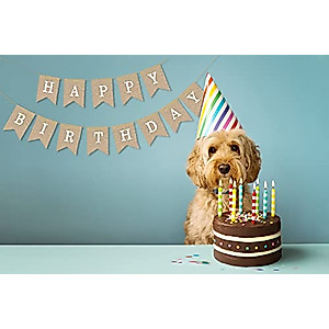 Mandala Crafts Burlap Happy Birthday Banner - Happy Birthday Burlap Banner Garland Bunting Pendant Flag for Rustic Birthday Decorations -Boho Burlap Birthday Banner for Adults