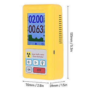 BR 6 Geiger Counter Nuclear Radiation Detector Monitor Dosimeter with LCD Display, Portable Handheld Radiation Monitor Meter for Home Outdoor Industry Laboratories (Yellow)