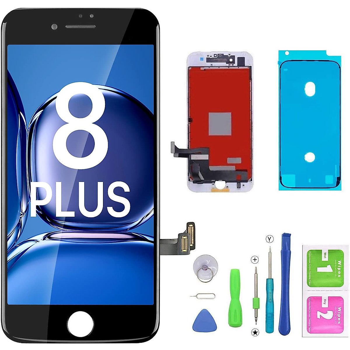 for iPhone 8 Plus Screen Replacement Black, FFtopu iPhone 8 Plus LCD Display & Touch Screen Digitizer Frame Full Assembly Set with Free Repair Tool Kit for iPhone 8 Plus (5.5'')
