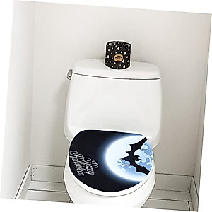 Zerodeko 3pcs Toilet Seat Three Piece Set Shower Curtain Set Suit Rugs Halloween Mat Set Halloween Bathroom Mat Creative Toilet Mat Black Water Proof Seat Toliet Cover