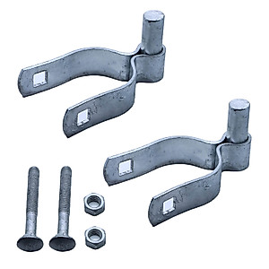 1-5/8" 2 Pack Chain Link Fence Frame Gate Post Hinge/Galvanized Steel Zinc Plated Pipe Gate Hinge for Post/Pipe, Nut/Bolt Included for Hinge (1-5/8 Inch)