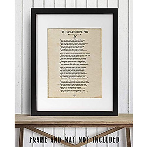 Rudyard Kipling - If - 11x14 Unframed Typography Book Page Print - Great Gift for Poetry Fans and Inspirational and Motivational Decor for Home and Office Under $15
