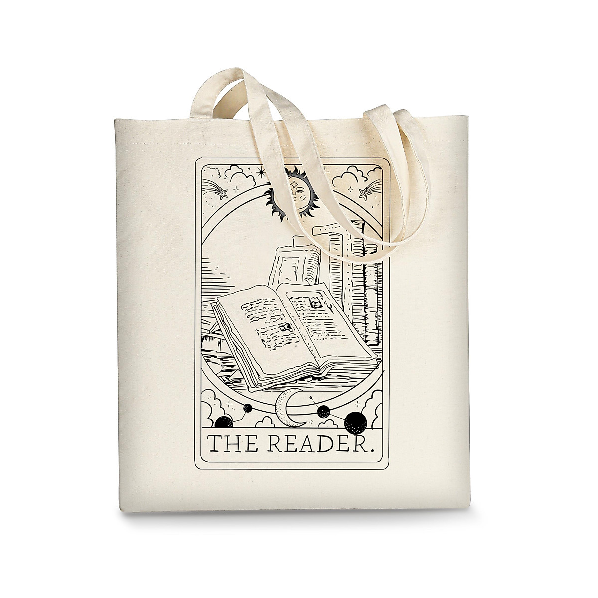 AUSVKAI Canvas Tote Bag Aesthetic for Women, Cute Sun&book Reusable Cotton Bags for Beach Grocery Gifts