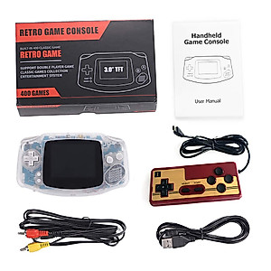 DREAMHAX Two Players Retro Game Console + Game Pad, with 2.8 Inch Screen 400 Retro Games, Double Players Rechargeable TV Connectable, Handheld Game Console Video Games (White)