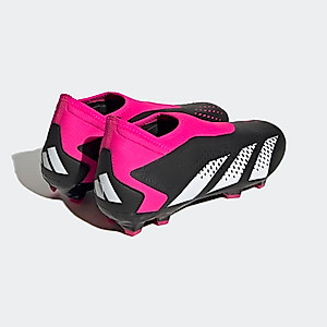 adidas Unisex Predator Accuracy.3 Firm Ground Soccer Shoe, Black/White/Team Shock Pink (Laceless), 7.5 US Men
