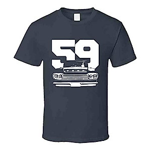 1959 F100 Grill View with Year Black T Shirt L Charcoal Grey