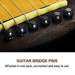 6Pcs Guitar Bridge Pins, Brass Pin Acoustic Guitar Strings Nail Pegs (Black) Ebony Bridge Pins 6 Pacoustic Guitar Strings