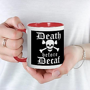 CafePress Funny DEATH Before DECAF! Mugs Ceramic Coffee Mug, Tea Cup 11 oz