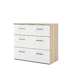Tvilum Space 3 Drawer Chest, Oak Structure, White