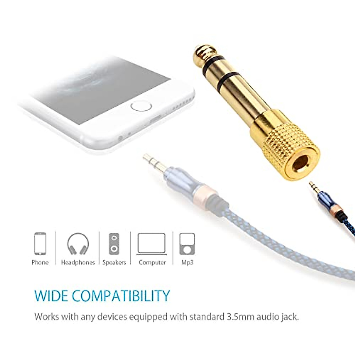 NANYI 4PCS 1/4'' to (1/8'') 3.5mm Stereo Headphone Adapters for Audio Connector, 3.5mm Female to 6.35mm Male Jack Plug Stereo Adapter for Headphone Adapte