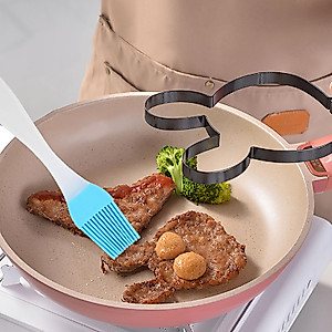 2 Pack Funny Egg Pancake Mold, Rabbit Shaped Egg Rings for Griddle Frying Egg, Fried Egg Rings Molds Egg Pancake Shaper with Oil Brush Stainless Steel Egg Pancake Shapes for English Muffins Easter