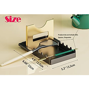 Dr.DJ Spoon Rest Pot Lids Holder, Pot Pan Lid Organizer Stand Heavy Duty, Cutting Board Rack Chopping Board Organizer Stand Spoon Rest w Drip Tray Kitchen Countertop, Stainless (Black)
