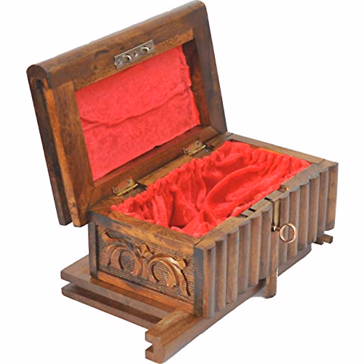 Tubibu Walnut Treasure Within Puzzle Secret Magic Box Hand Made Unique Jewelry Box with Hidden Key 10"x6"x5" (25cmx15cmx12cm)