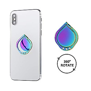 lenoup Rainbow Sparkle Cell Phone Ring Stand Holder,Glitter Bling Bling Rainbow Ring Grip Kickstand,360 Rotation Finger Ring for Almost All Phones,Pad