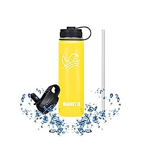 WABURTEO Stainless Steel Water Bottles with Straw-22oz, 40oz, Insulated Water Bottle with Lids, Multiple Size & Colors Vacuum Insulated Bottle, Keep Liquids Hot or Cold