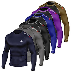 KOMBAT USA Compression Shirt – BJJ Rash Guards for Men | Rash Guard for Men BJJ | Rash Guard for Boys | Mens Rash Guard (as1, Alpha, x_l, Regular, Regular, Blue)