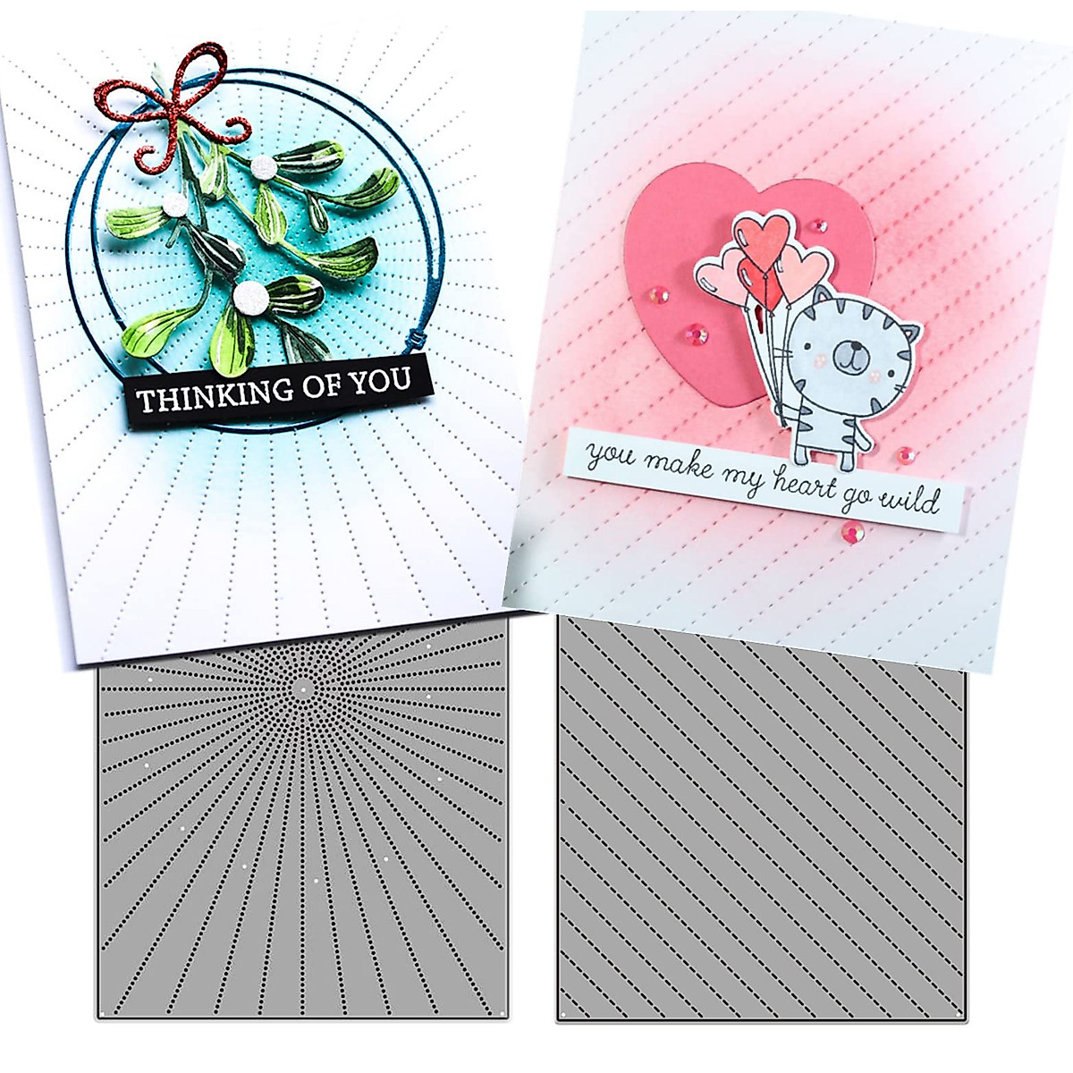 Ammsochy Cutting Dies Rectangular Metal Stencils Scrapbooking Tools DIY Craft Carbon Steel Embossing Template for Paper Card Making Album Arts Crafts Supplies (Diamond and Oval Flower Set)