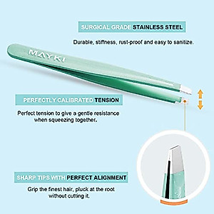 Tweezers for Women 6PCS, Professional Tweezers for Eyebrow, Precision Eyebrow Tweezers Set for Eyelash/Ingrown Hairs/Splinter/Facial Hair Removal, Stainless Steel Women Tweezers by MAYKI
