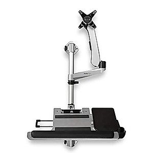 StarTech.com Wall Mount Workstation - Articulating Standing Desk w/Ergonomic Height Adjustable Monitor Arm & Padded Keyboard Tray - 34" VESA Display - Foldable Wall Mounted Sit Stand (WALLSTSI1)