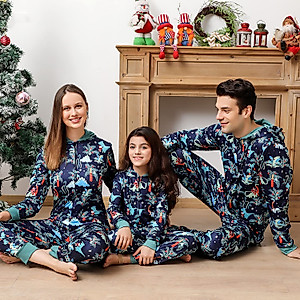 ANGELGGH Onesie Christmas Family Matching Pajamas Adult Couples Men PJs Hooded Women Novelty One-piece Sleepwear (Youth, 2-3T, Dinosaur)